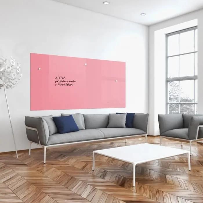 Růžová perlová skleněná magnetická tabule nalepovací na zeď Smatab® - 48 × 48 cm