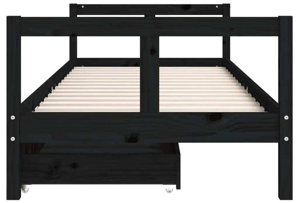 Dětská postel se zásuvkami černá 80x200 cm masivní borové dřevo - Default Title