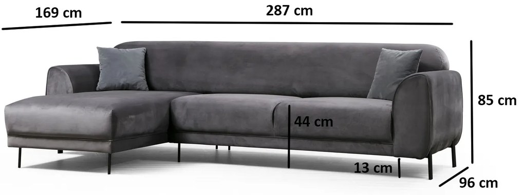 Hanah Home pohovka IMAGE antracit levý roh 560ARE1144