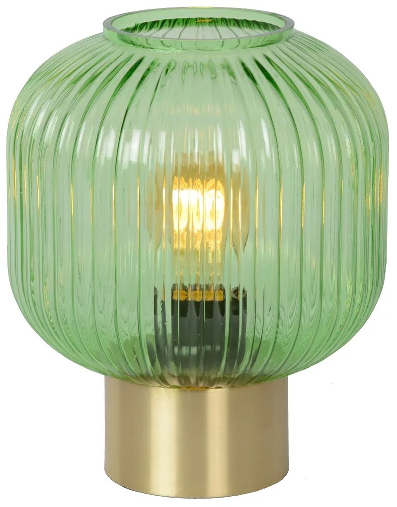 LUCIDE Stolní retro lampa Malot Green, průměr 20cm