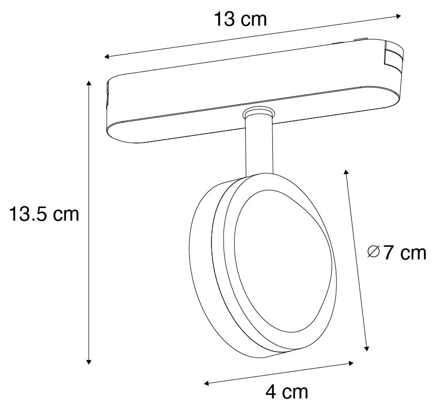 Moderní černé bodové svítidlo pro jednofázový kolejnicový systém včetně otočného a sklopného LED - Magnetic Lance