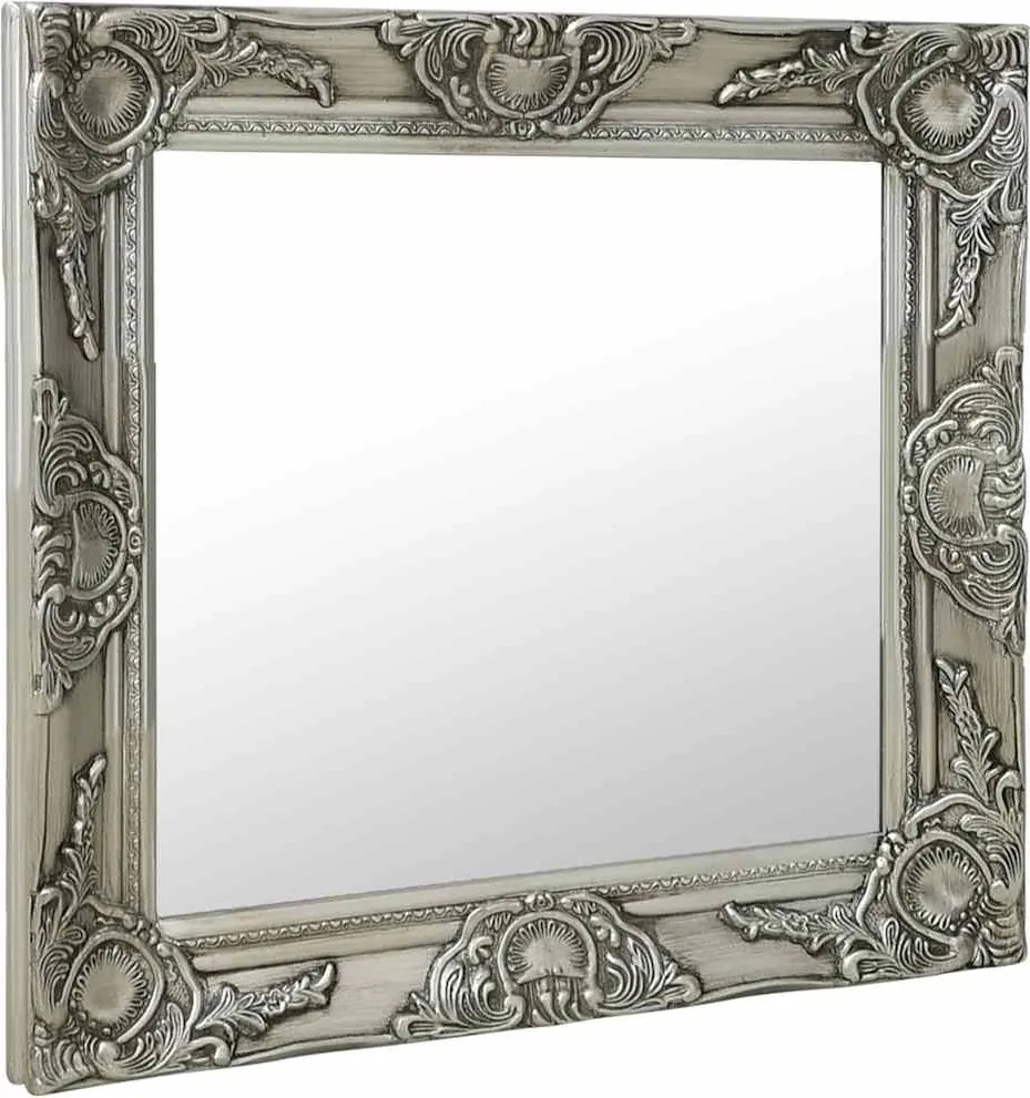 Nástěnné zrcadlo barokní styl 60 x 60 cm stříbrné 320334