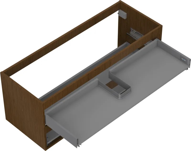 Mexen Box-A, závěsná skříňka 120 cm, 2 zásuvky, ořech, 91AX0-1200-470-2-86