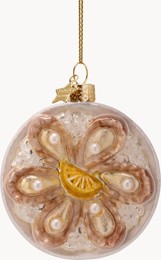 Ručně foukaná vánoční ozdoba Oyster Plate
