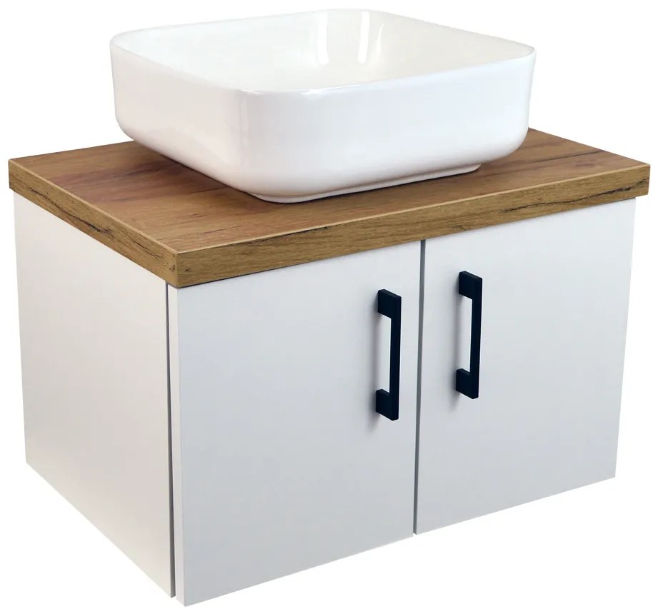 Comodo Koupelnová skříňka pod deskové umyvadlo Agria II W 60-HD - bílá/zlatý dub