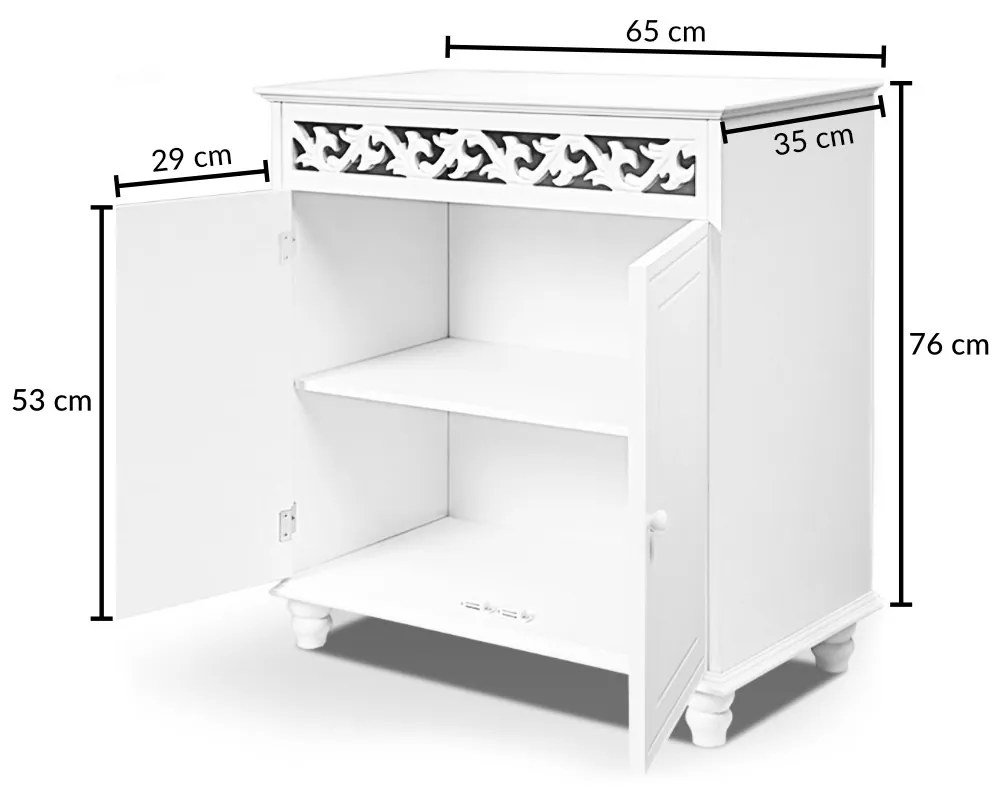 Casaria Komoda bílá 76 x 65 x 35 cm 100052