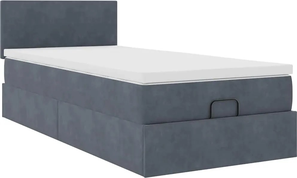 Osmanský rám postele s matrací tmavě šedá 80x200cm samet 3311664