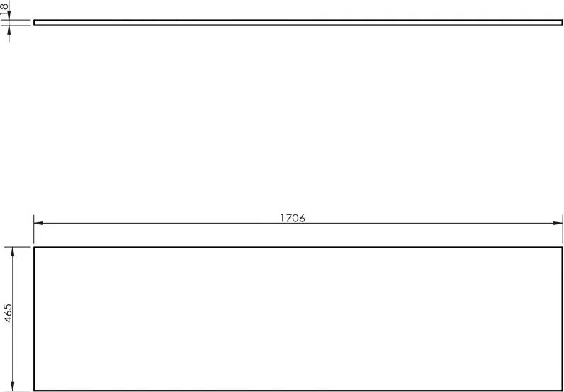 Mexen Uni, pracovní deska 170 cm, šedá matná, 91AXX-1704-464-18-62