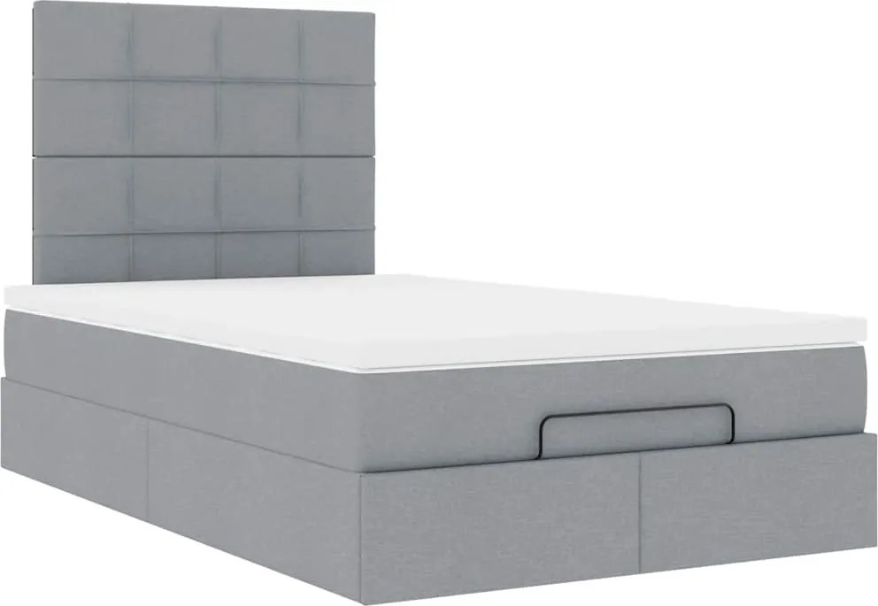 Osmanský rám postele s matrací světle šedá 120x200cm textil 3313147