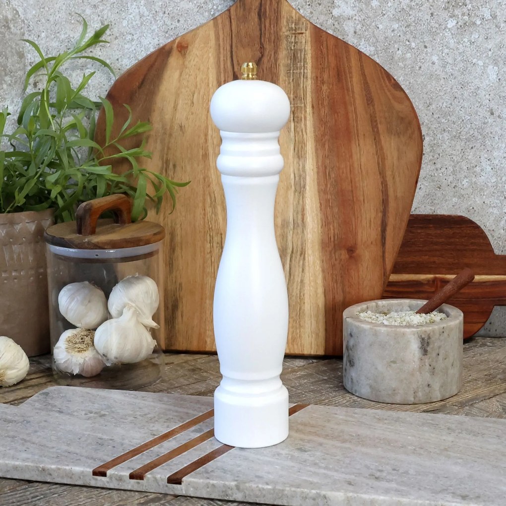 Chic Antique Mlýnek na pepř nebo sůl Cream 26 cm, bílá barva, dřevo, keramika