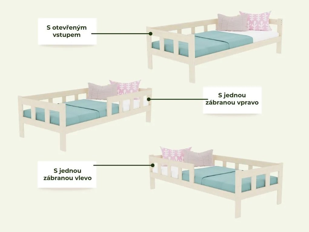 Benlemi Dřevěná jednolůžková postel FENCE 4v1 se zábranou Zvolte barvu: Tmavě šedá, Zvolte rozměr: 90x160 cm, Zvolte zábranu: S jednou zábranou vpravo