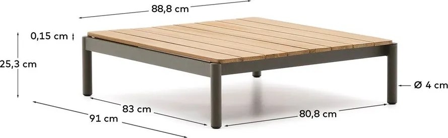 Zahradní konferenční stolek z teakového dřeva 89x91 cm Sorells – Kave Home