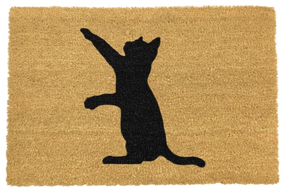 Rohožka z přírodního kokosového vlákna Artsy Doormats Cat, 40 x 60 cm