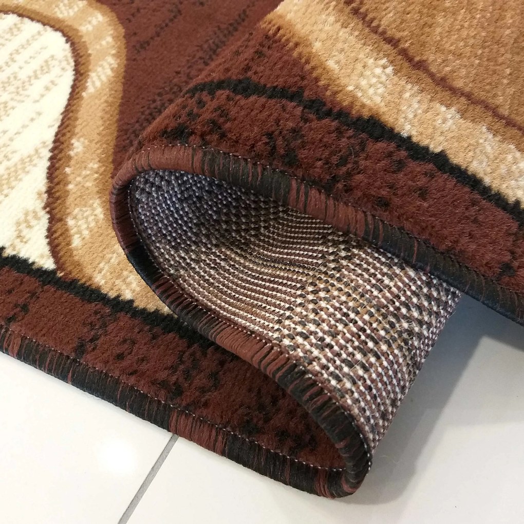 DY Hnědý koberec s abstraktním vzorem Alfa 04N Rozměr: 60x100 cm