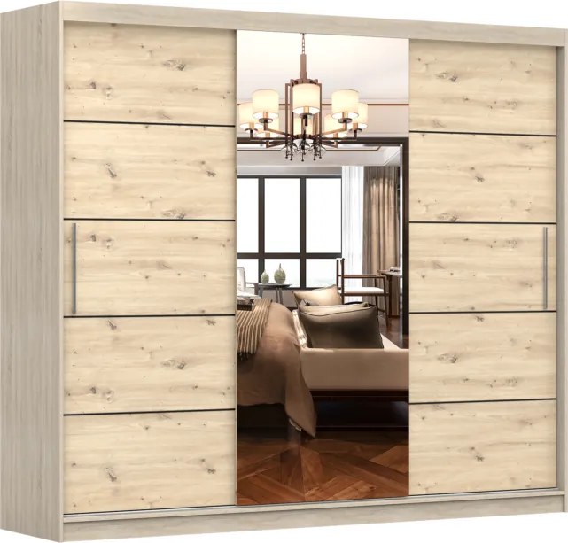 IDZ Šatní skříň ALBA I A se zrcadlem, 250 cm Barva dřeva: Dub Artisan