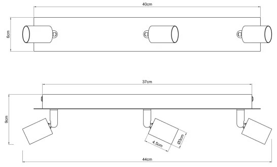 Globo 57998-3 - Bodové svítidlo DREW 3xGU10/35W/230V černá