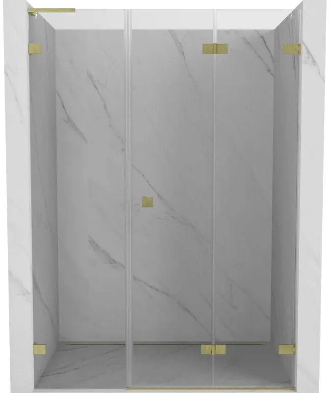 Mexen Lunar-F L sprchové dveře skládací pravé 150 cm, transparentní, zlaté kartáčované - 836SL-150-050-55-00-P