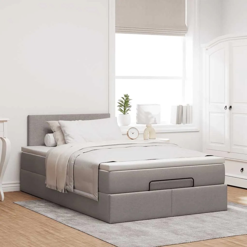 Osmanský rám postele s matrací taupe 120x190cm textil 3311363