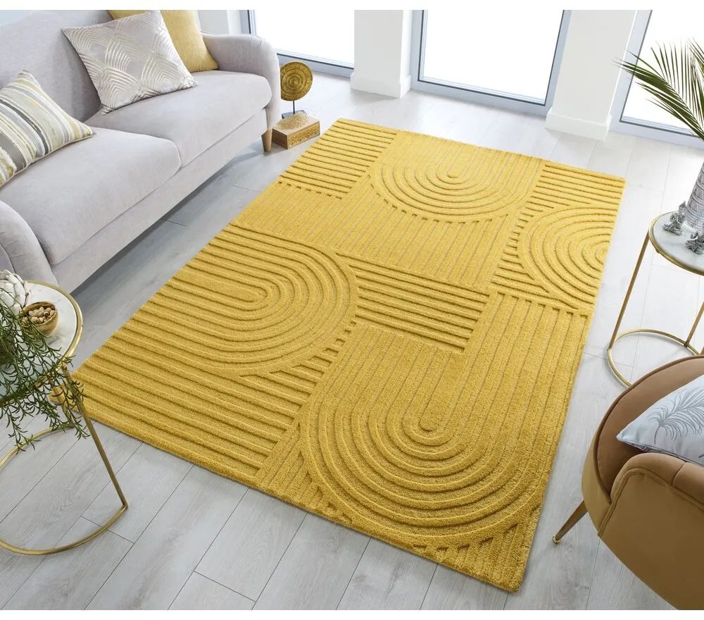 Flair Rugs, Kusový koberec Solace Zen Garden Ochre, 120x170, žlutá, ložnice