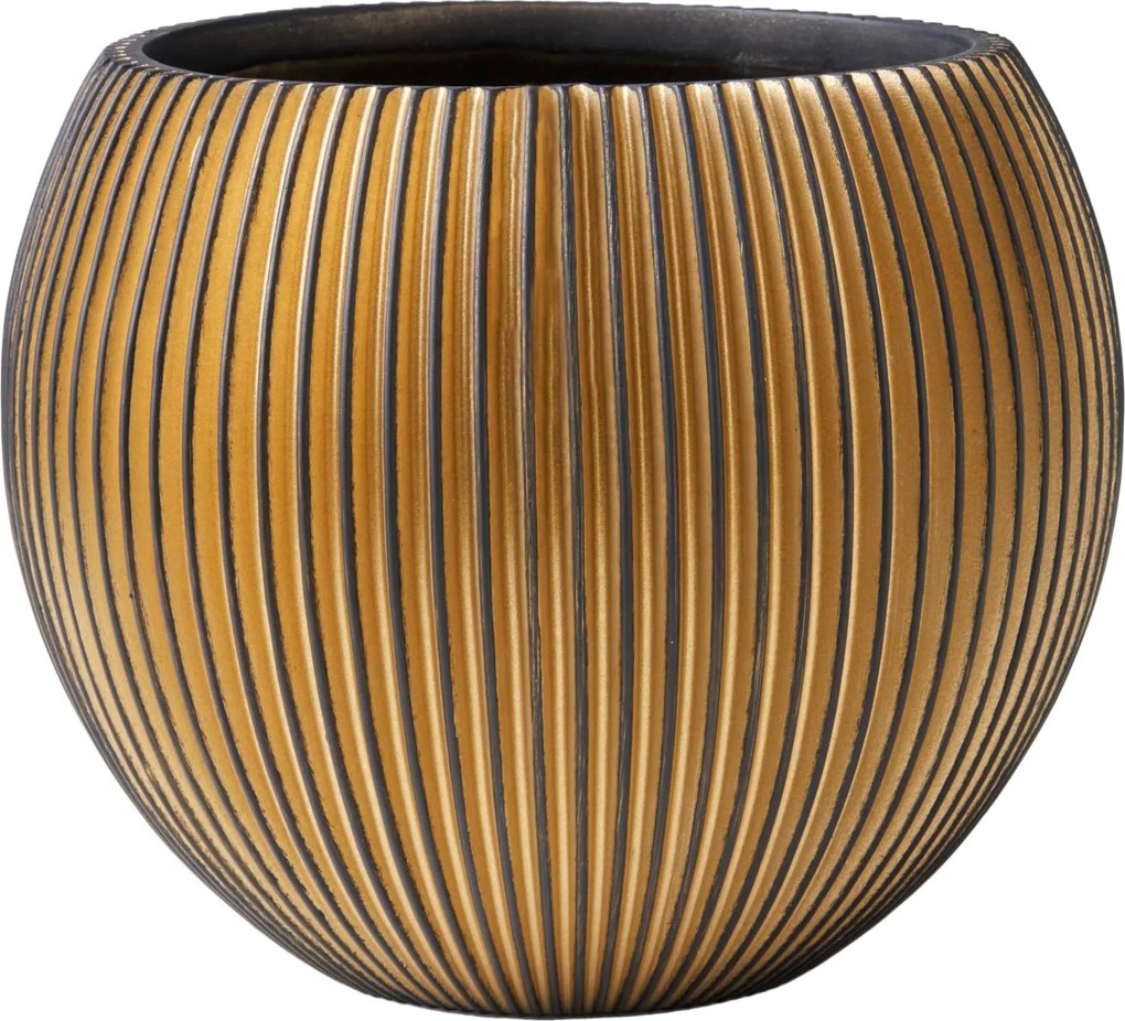 Capi Nature Groove Vase Ball Black Gold Ø 21 cm / V 19 cm