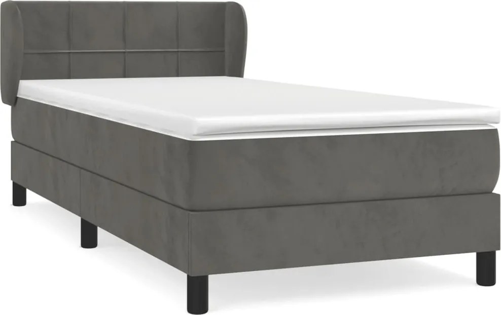 Box spring postel s matrací tmavě šedá 100x200 cm samet 3127476