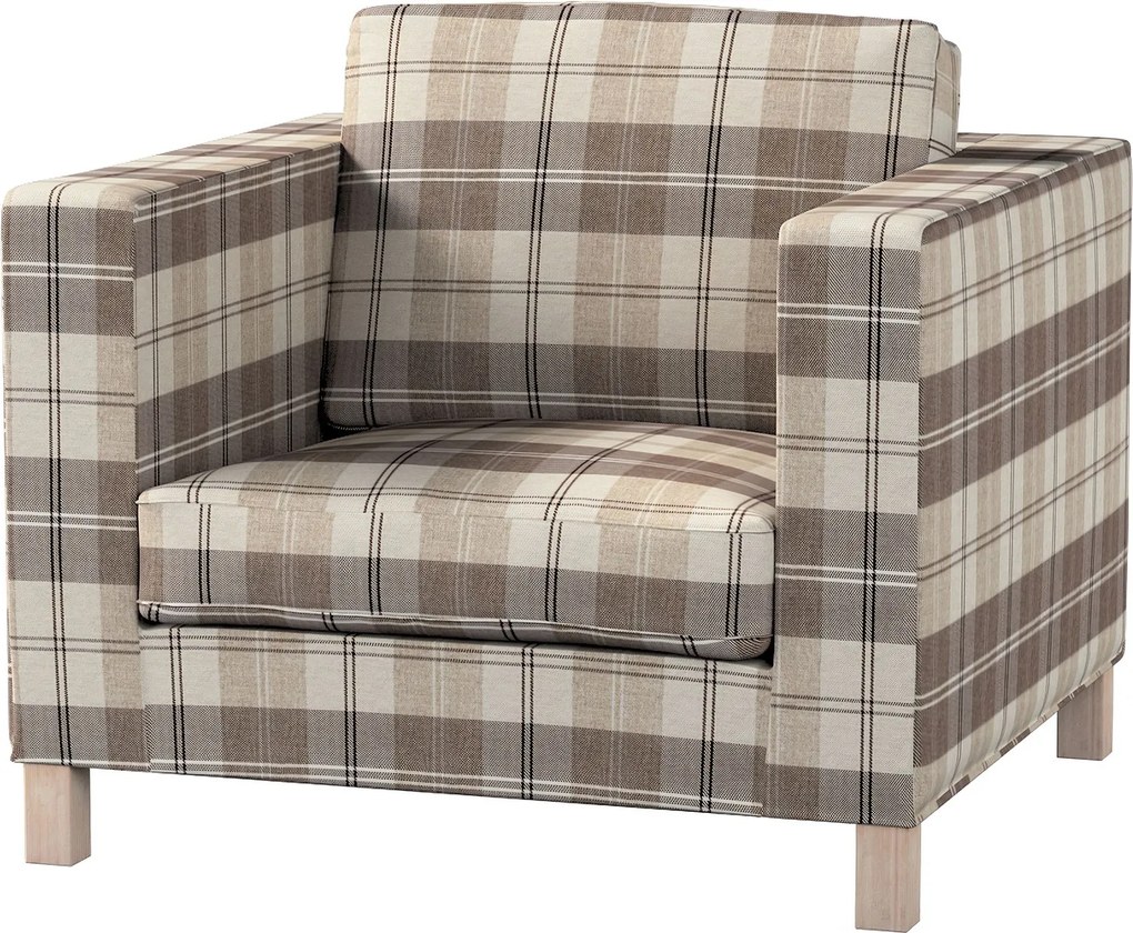 Potah na křesko IKEA Karlanda, krátký barva béžová látka pletený vzor, vzorované
