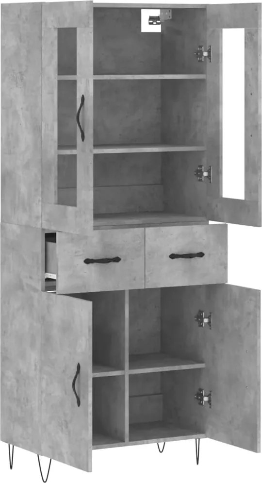 Skříň highboard betonově šedá 69,5x34x180 cm kompozitní dřevo 3198565