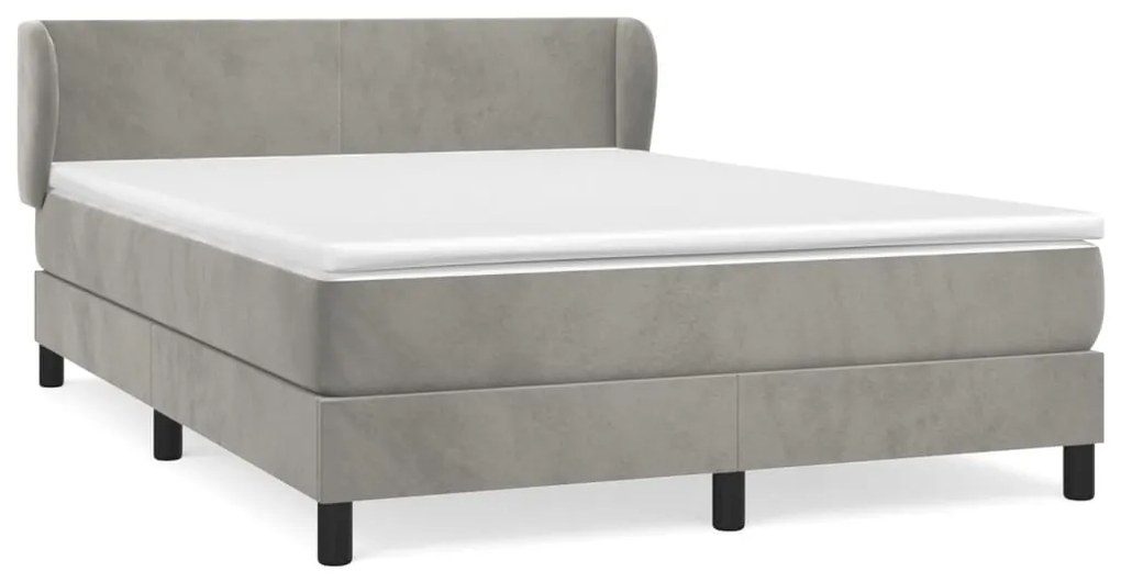 vidaXL Box spring postel s matrací světle šedá 140x200 cm samet