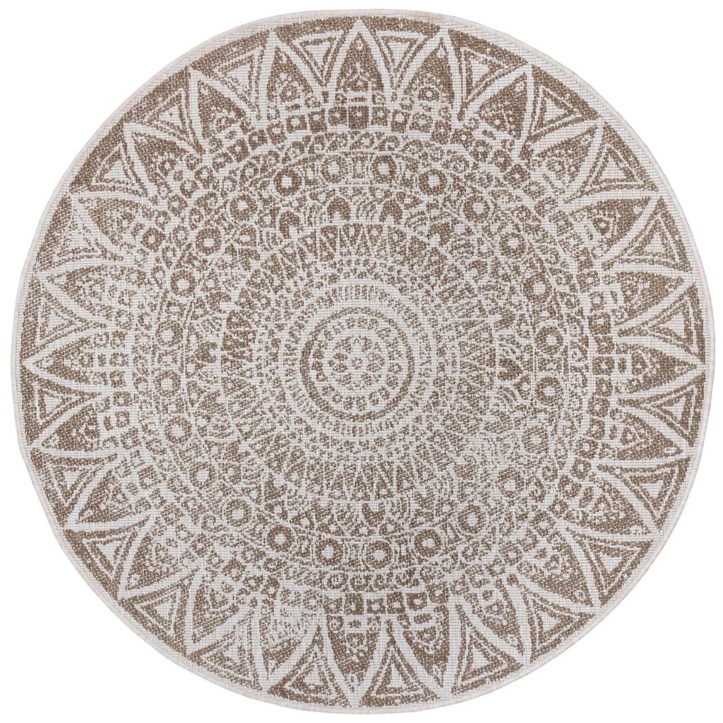 MK Original: Produkty s rodokmenem, Kusový koberec Mujkoberec Original Nora 105453 Linen kruh – na ven i na doma, 100x100 (průměr) kruh, hnědá, chodba / předsíň