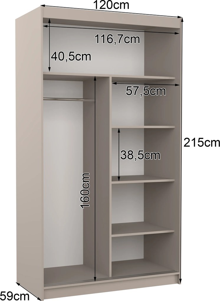 ADRK Furniture Posuvná skříň se zrcadlem ESTI 120 SW-ESI-120-K