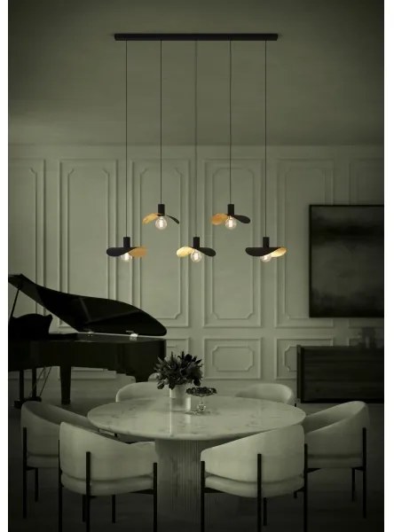 Eglo 390396 - Lustr na lanku SACEDA 5xE27/40W/230V černá/zlatá