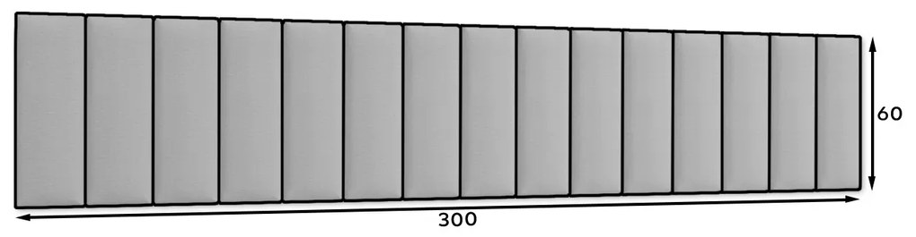 Set 15 čalouněných panelů Quadra 300x60 cm (tmavěšedá). 1052006