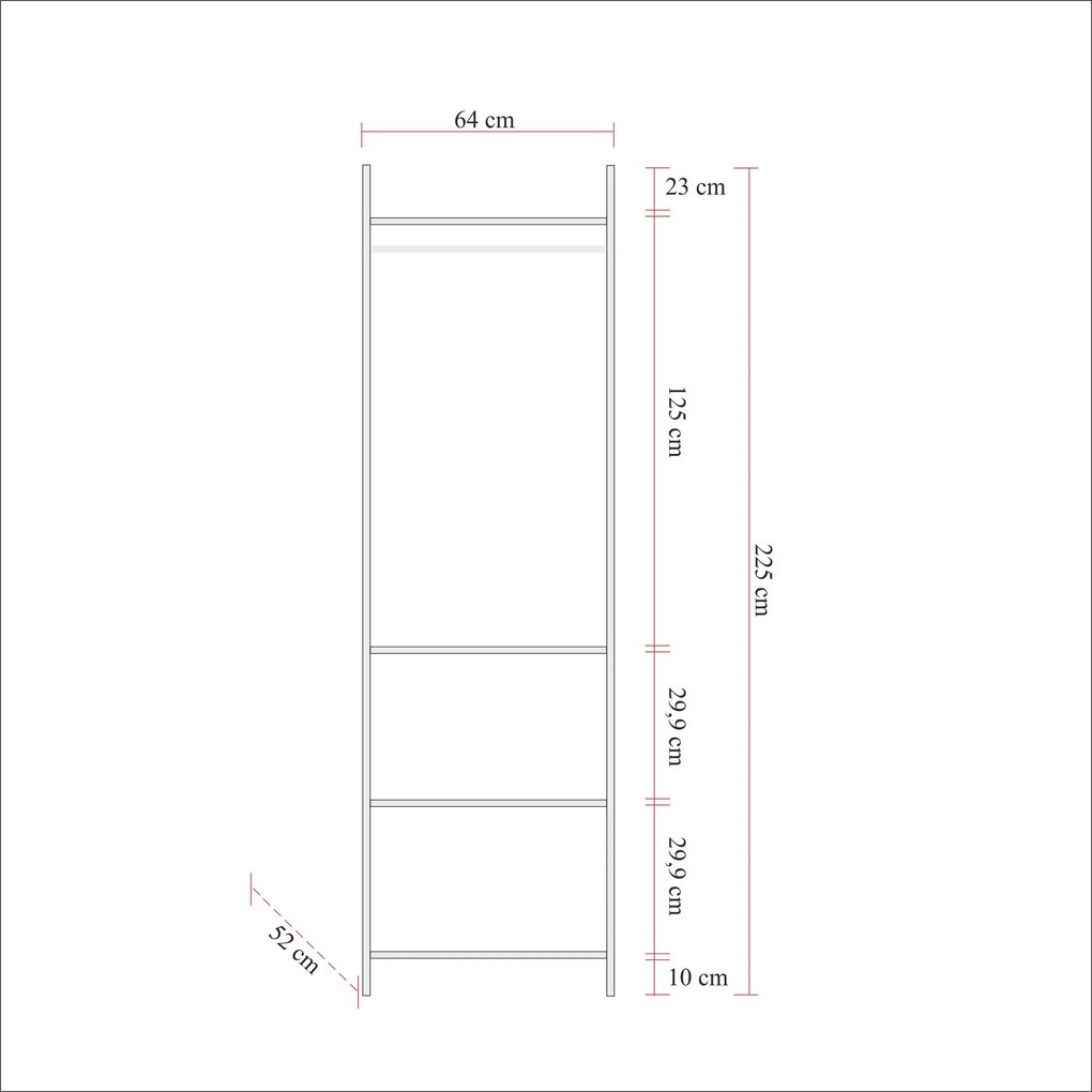 Kalune design Otevřená šatní skříň DYNAMIC 225x192 cm