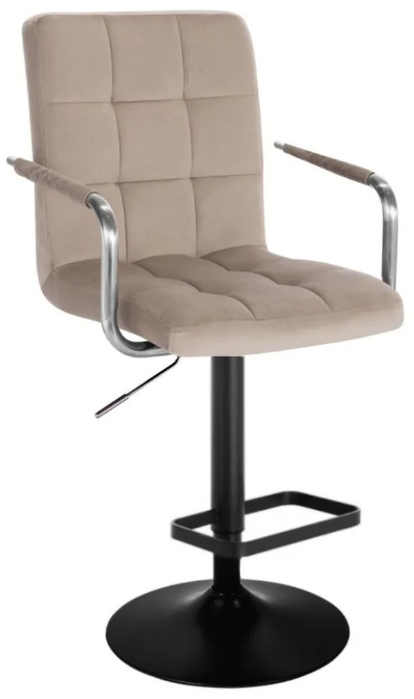 LuxuryForm DESIGN Barová židle VERONA VELUR na černé kulaté podstavě - latte