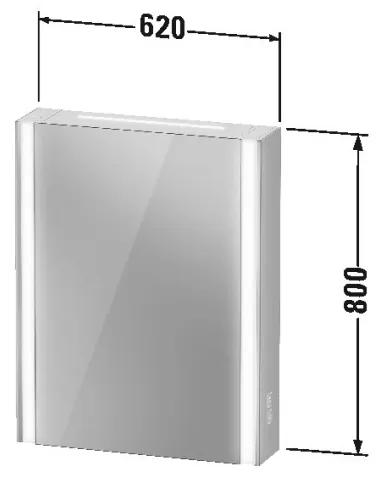 Duravit XViu - Zrcadlová skříňka s osvětlením, Icon verze, 620x156 mm, panty vlevo, champagne matná XV7141LB1B1