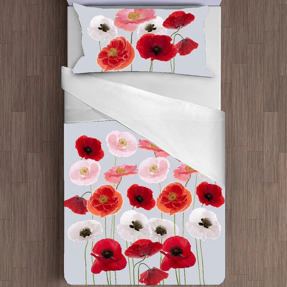 3D italské povlečení 100% bavlna Poppies - 220x200 / 2x70x90 cm
