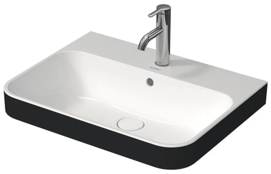 Duravit Happy D.2 Plus - Umyvadlová mísa broušená, 60x46 cm, antracit matná a bílá, 2360606100