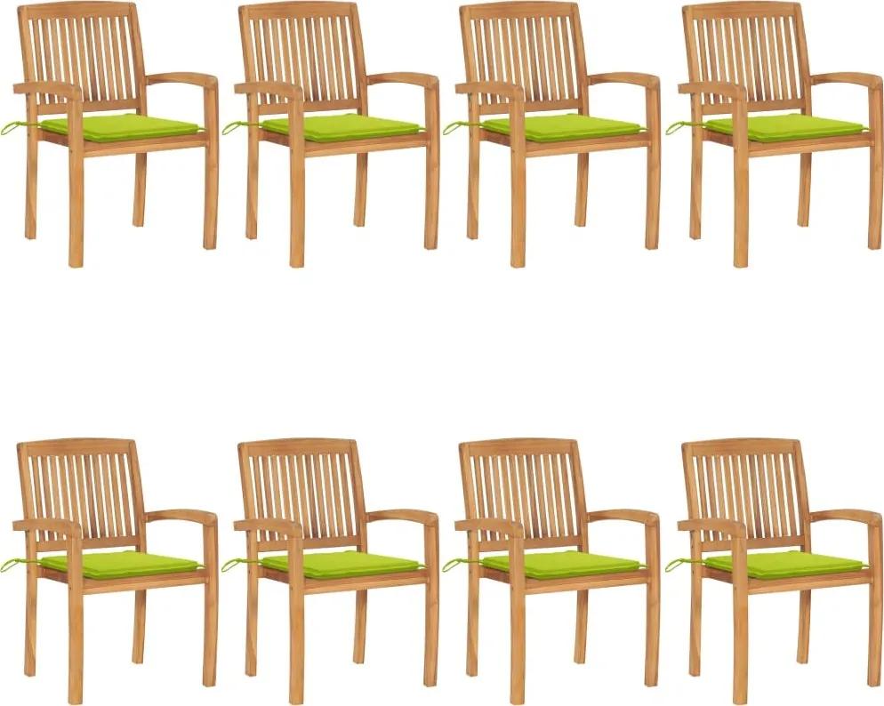 vidaXL Stohovatelné zahradní židle s poduškami 8 ks masivní teak [3073245] Barva: Královská modř