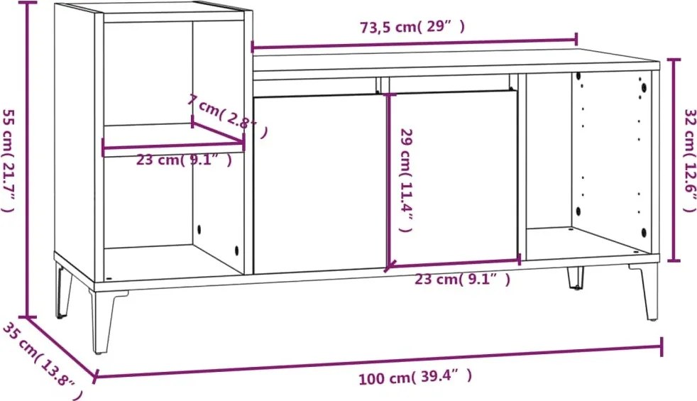 vidaXL TV skříňka 100x35x55 cm kompozitní dřevo [821181] Barva: Černá