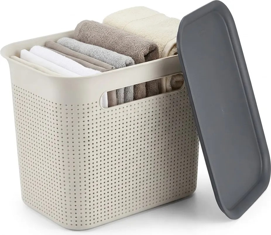 Rotho Úložný box s víkem a s madly BRISEN 7l, 26x18x21cm, bílý