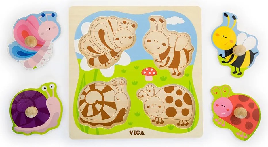 Dřevěné vkládací puzzle hmyz Viga