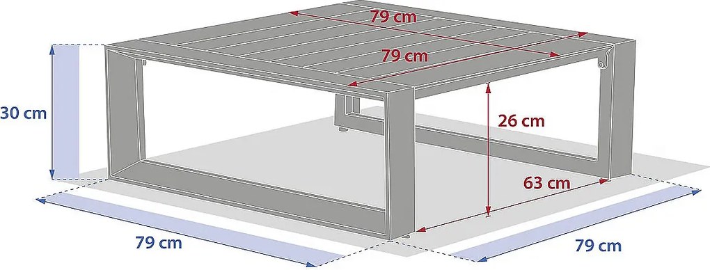 Hliníkový stolek 79x79 cm MADRID (cappuccino)