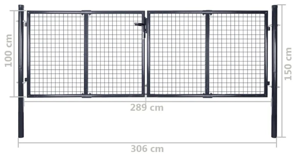 vidaXL Marketos Pletivá zahradní branka pozinkovaná ocel 300 x 100 cm šedá