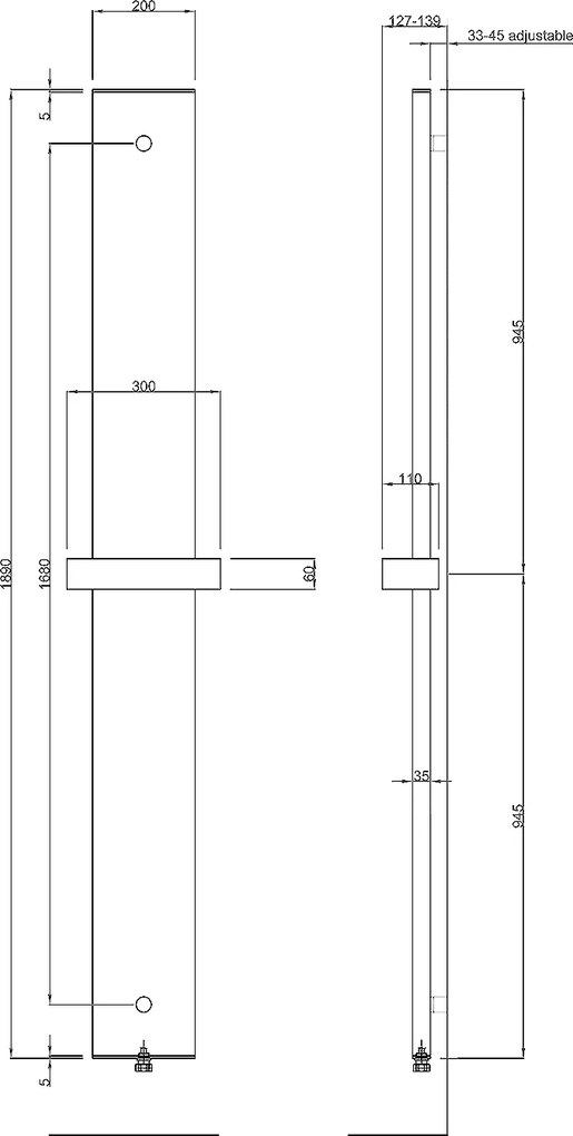 Ridea Ridea, OTHELLO MONO SLIM topné těleso hliníkové 300x1890mm, černá mat, 2301189030SN