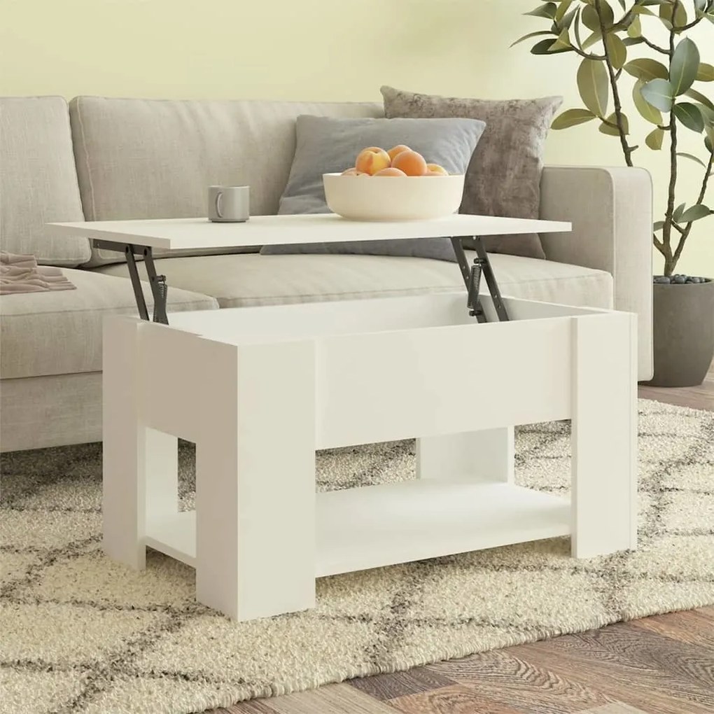 vidaXL Konferenční stolek 79 x 49 x 41 cm kompozitní dřevo [809711] Barva: bílá s vysokým leskem
