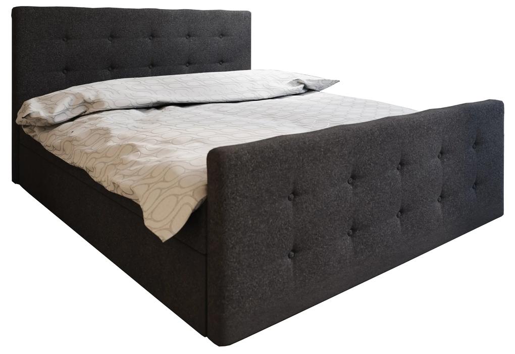Manželská postel Boxspring 180 cm Milagros 1 (černá) (s matrací a úložným prostorem). 1046744