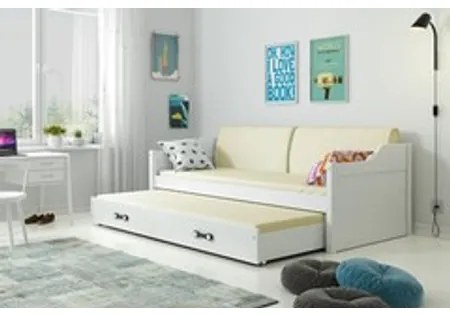 Dětská postel nebo gauč s výsuvnou postelí DAVID 200x90 cm Bílá Bílá