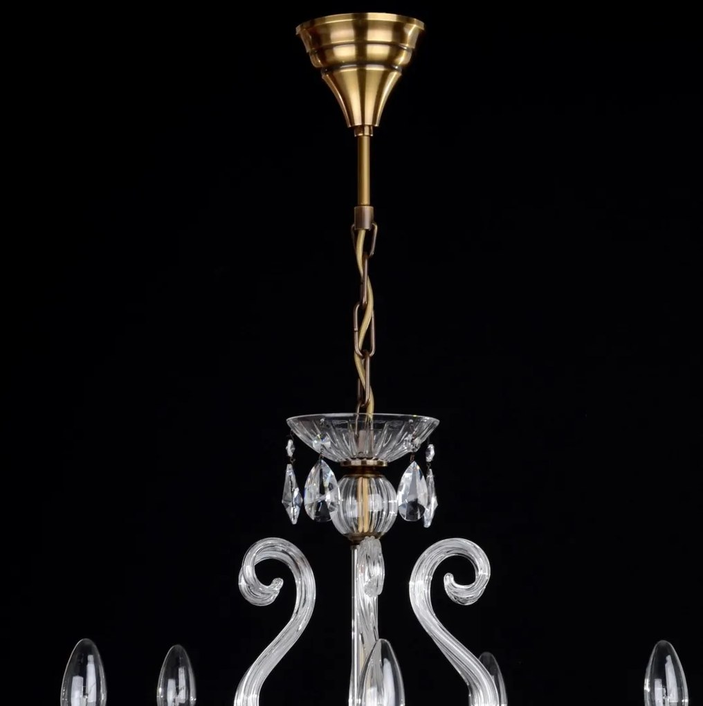 8 Arms Crystal chandelier with glass horns &amp; cut crystal almonds ANTIK