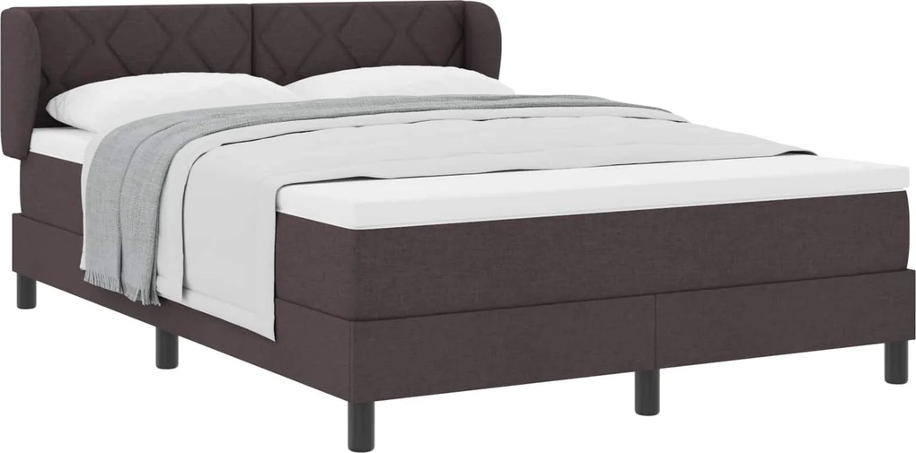 Postel s boxspringem s čelo Tmavě hnědá 160 x 200 cm textil 3340097