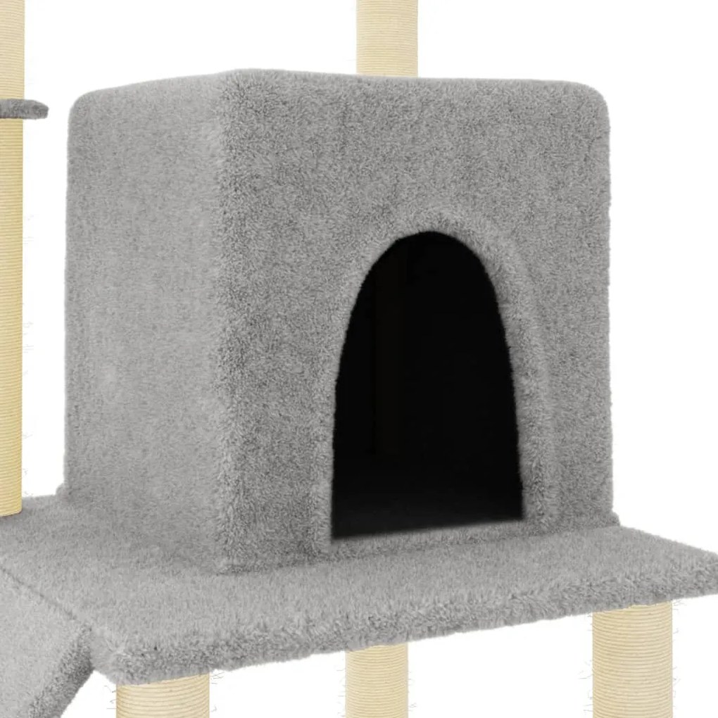 Škrabadlo pro kočky se sisalovými sloupky světle šedé 96,5 cm 172077